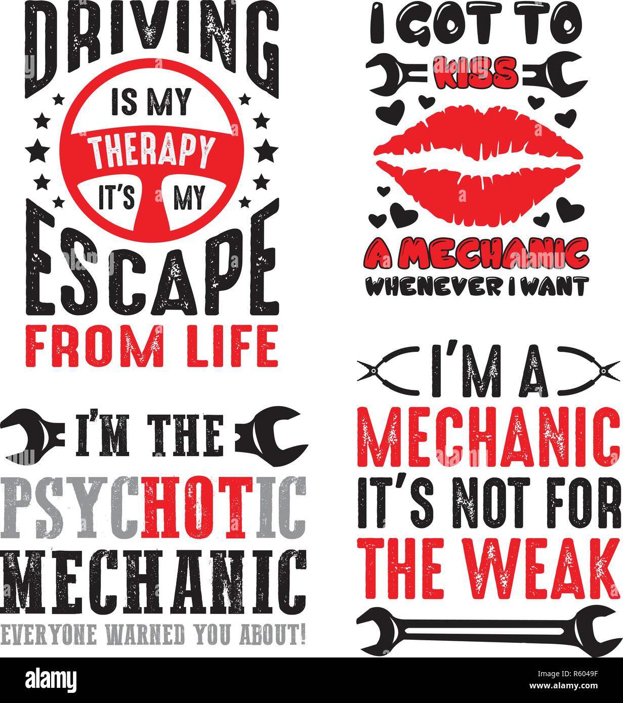 Mechanic Saying & Quote Set, 100% vector, best for print design Stock ...