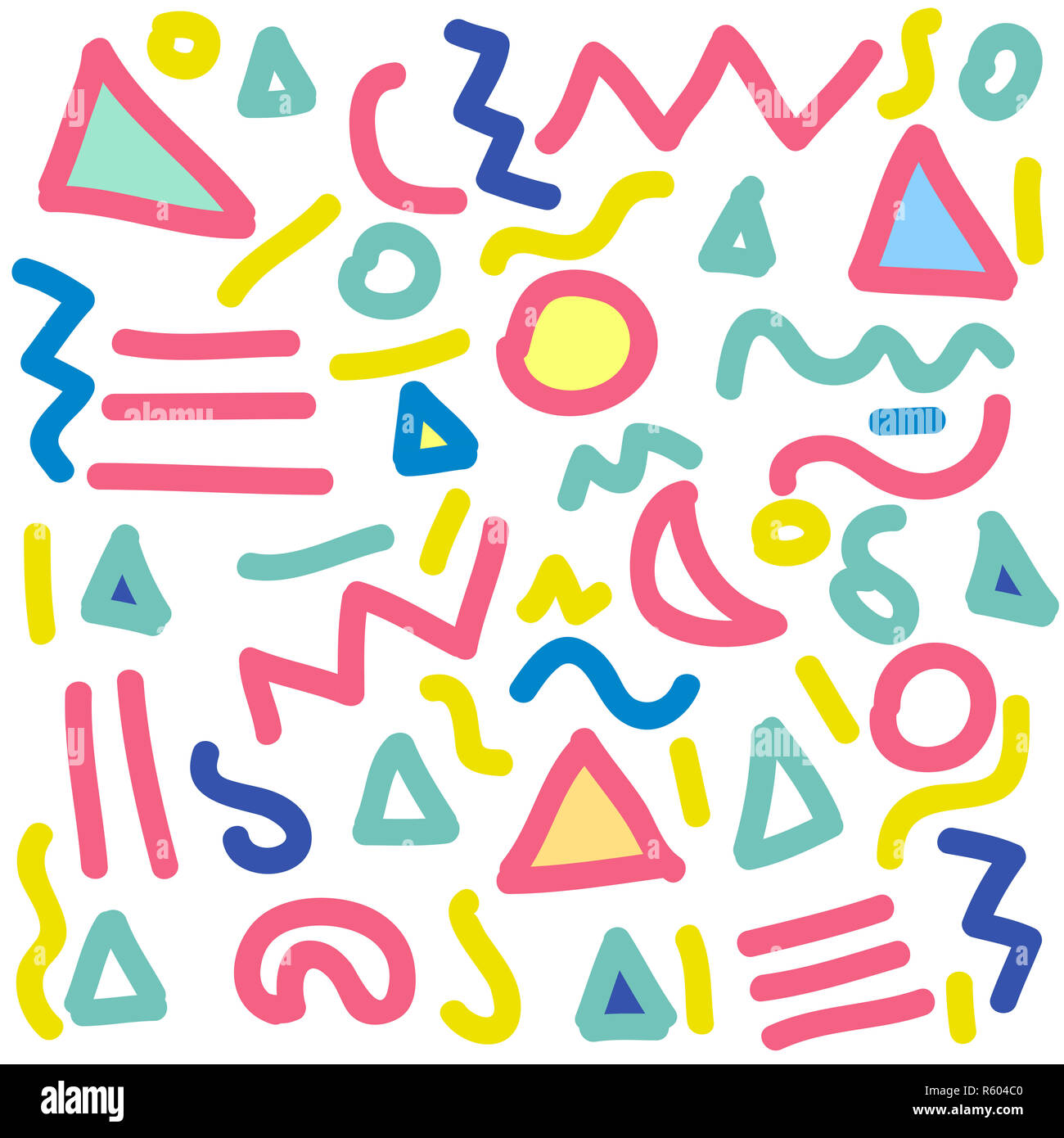 doodle seamless pattern in memphis style Stock Photo - Alamy