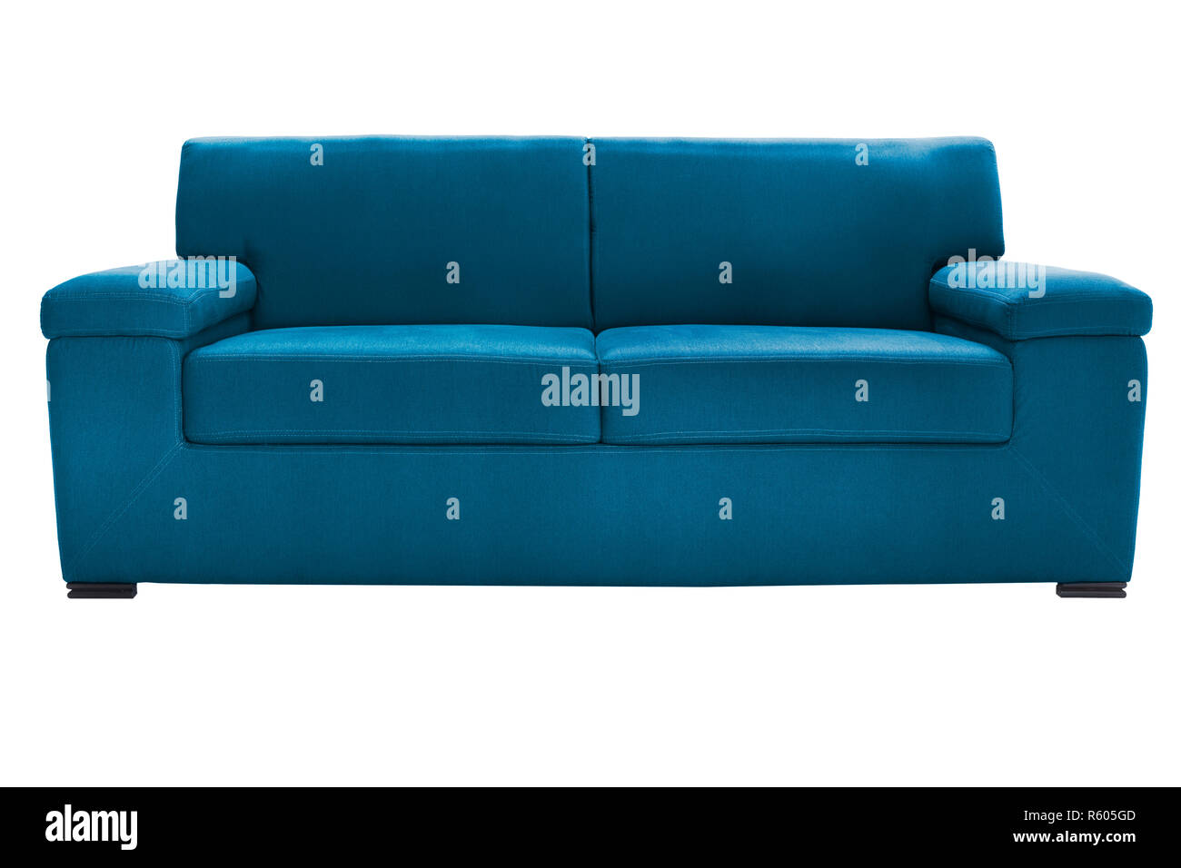 Two seats cozy blue sofa isolated on white background Stock Photo - Alamy