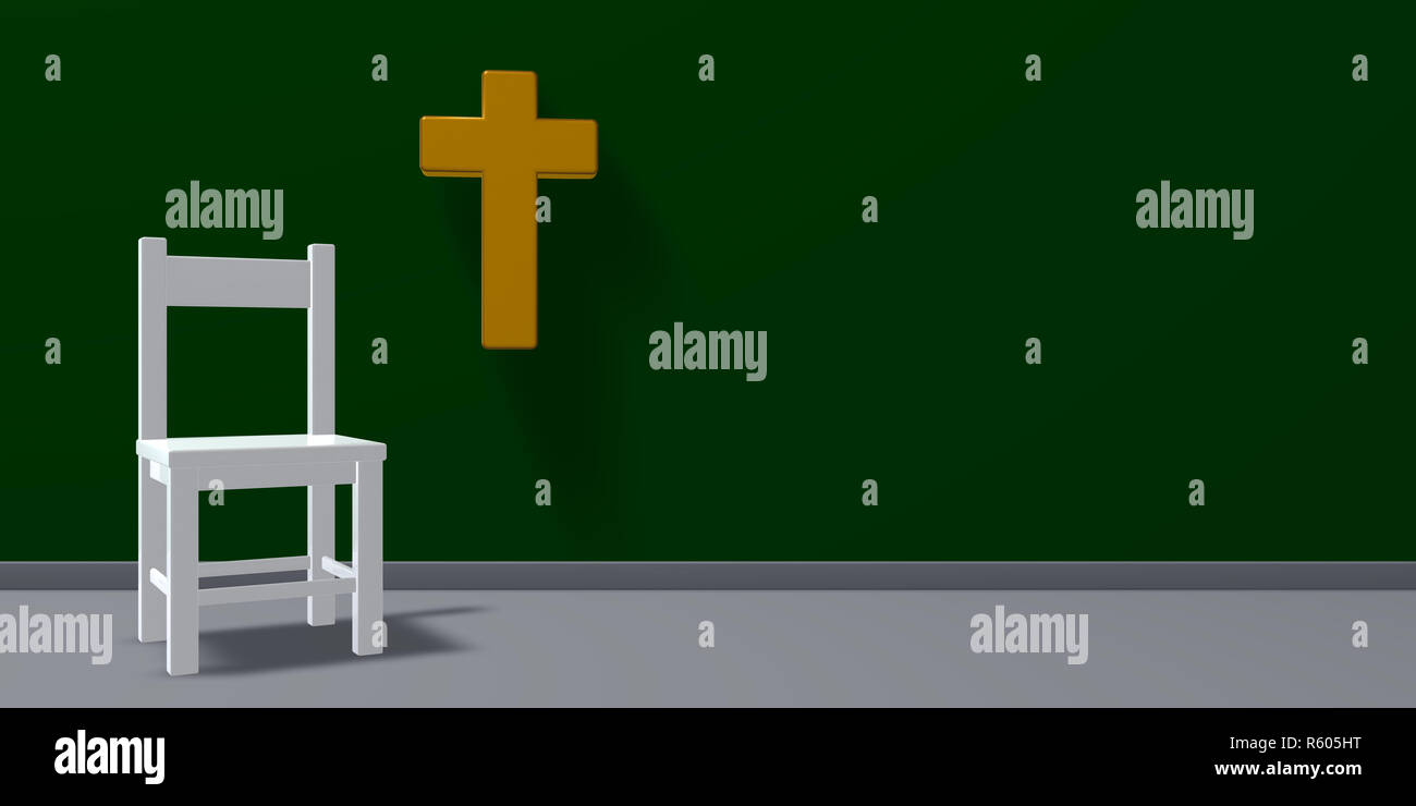 chair and christian cross Stock Photo - Alamy
