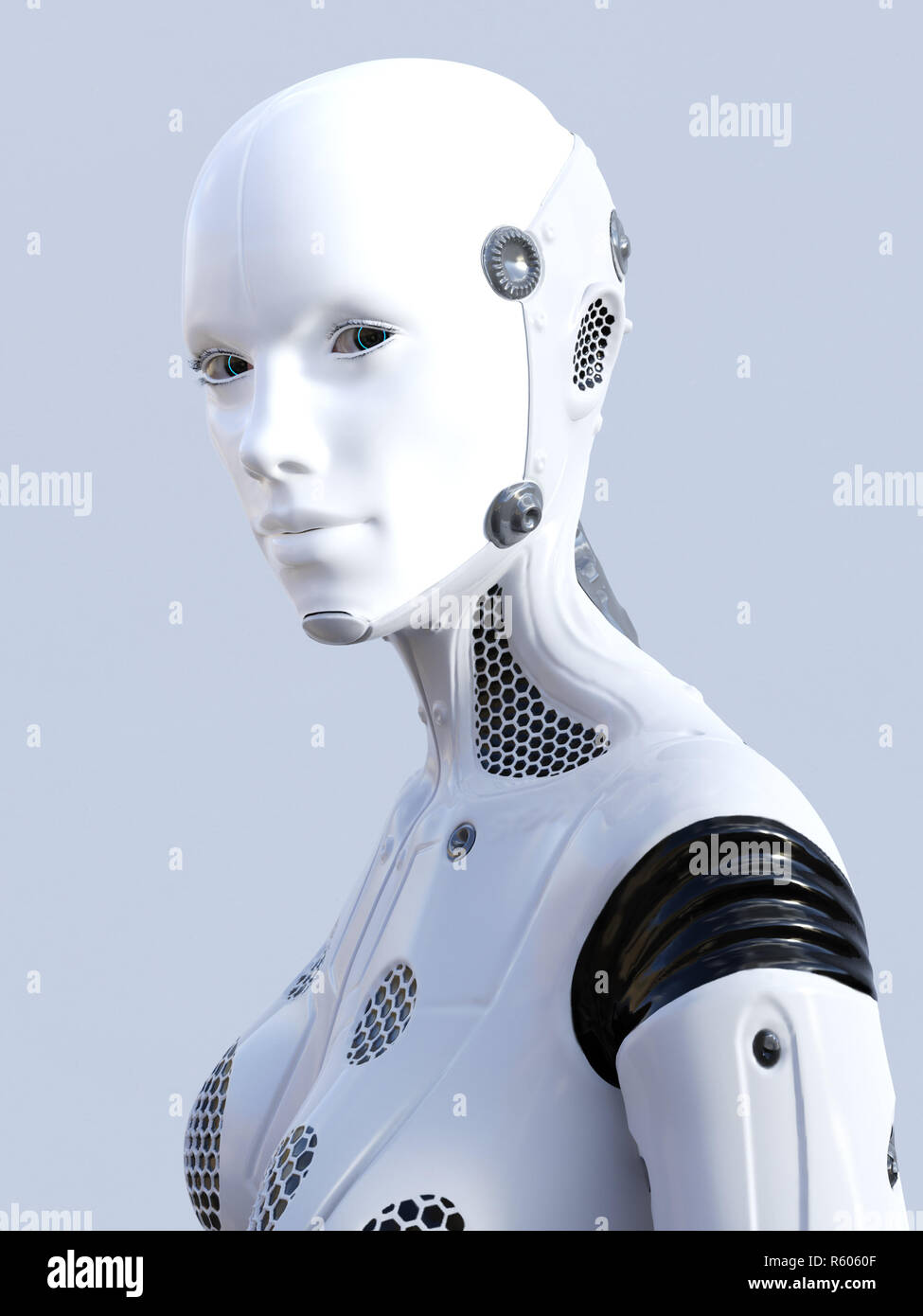 3D rendering of female robot face Stock Photo - Alamy