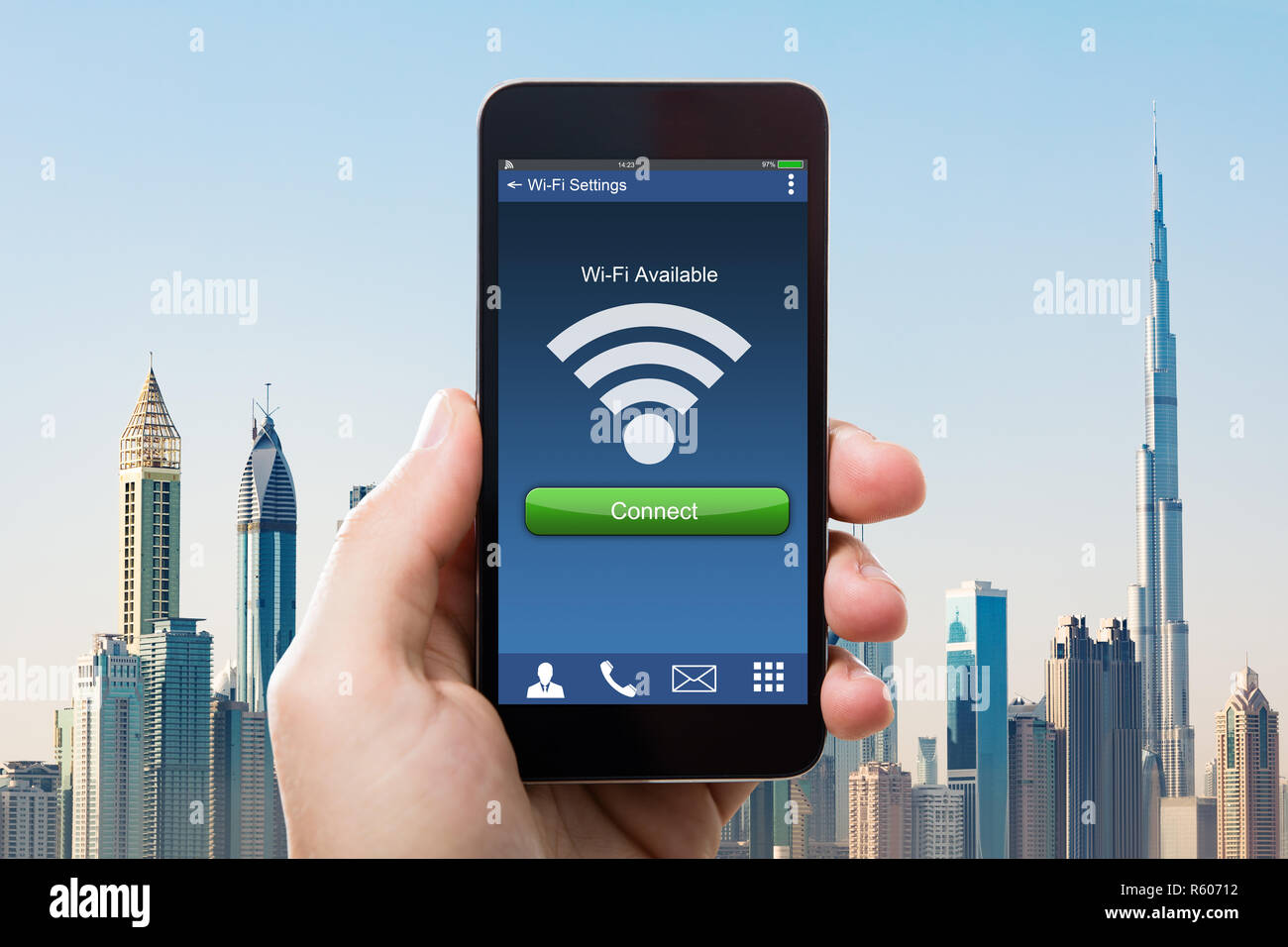 Hand Holding Cell Phone With Blank Screen Stock Photo - Alamy