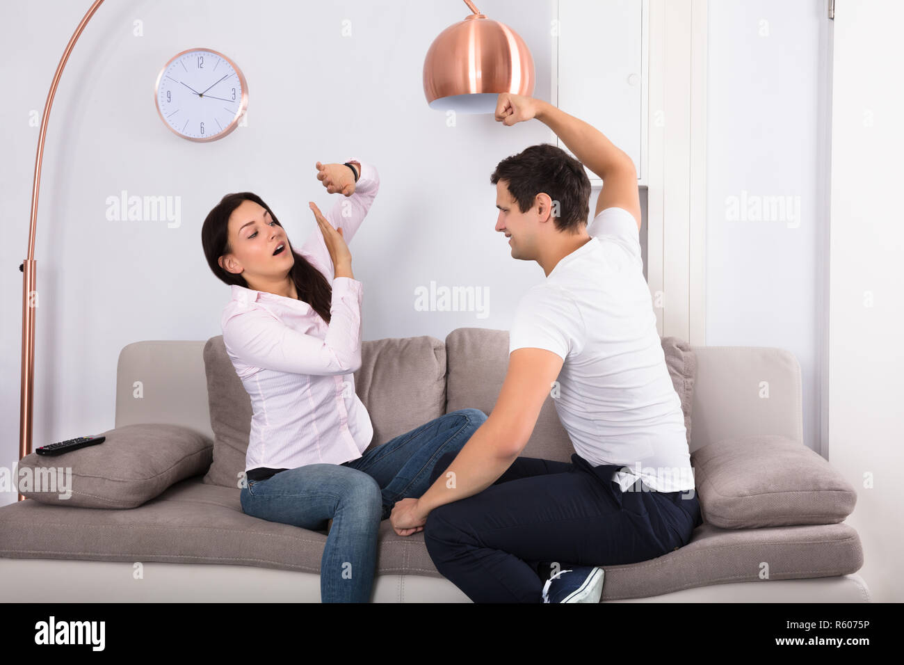Angry woman hitting wall hi-res stock photography and images - Alamy
