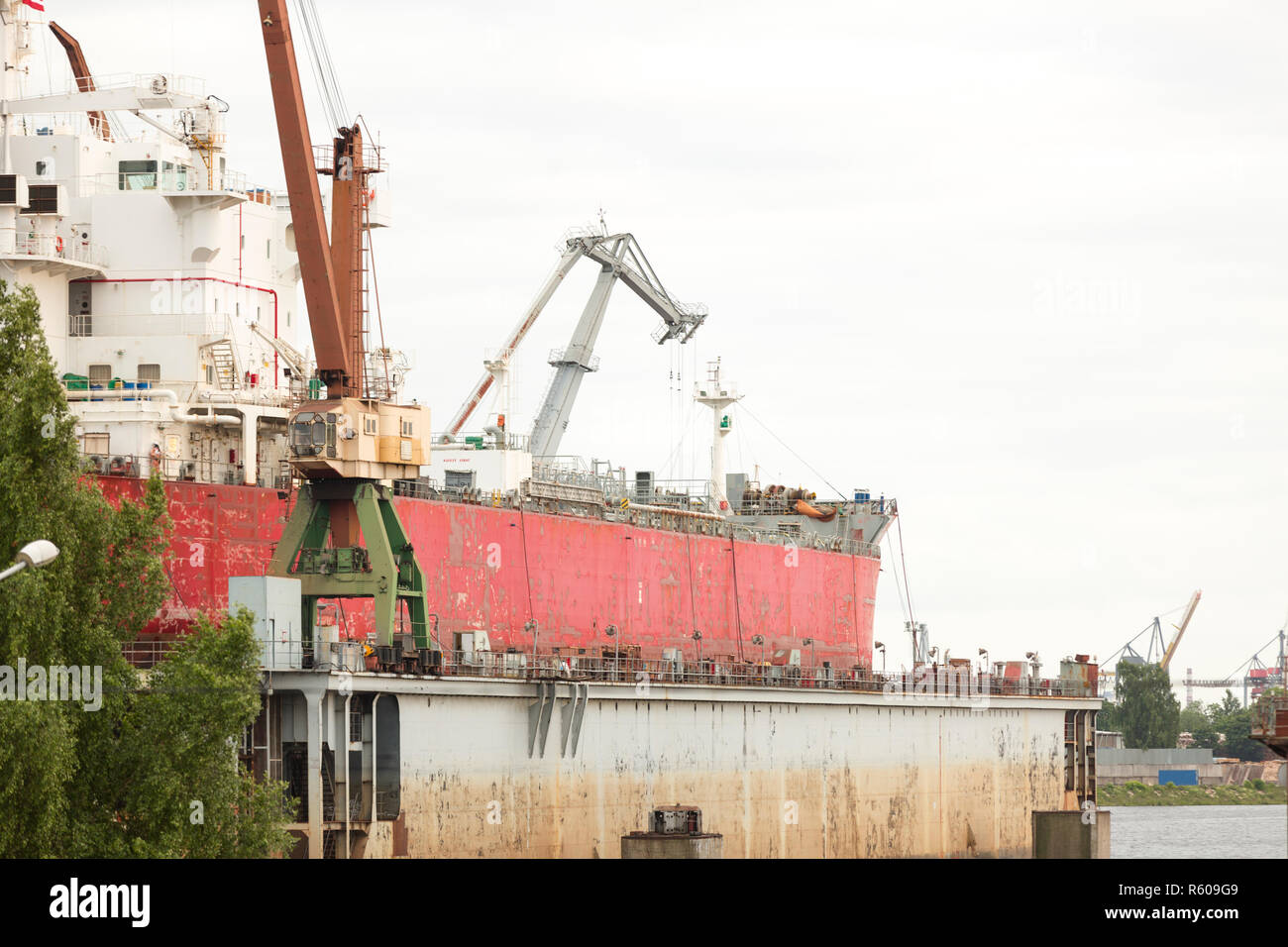 Shipyard industry, ship building,floating dry dock in shipyard Stock ...