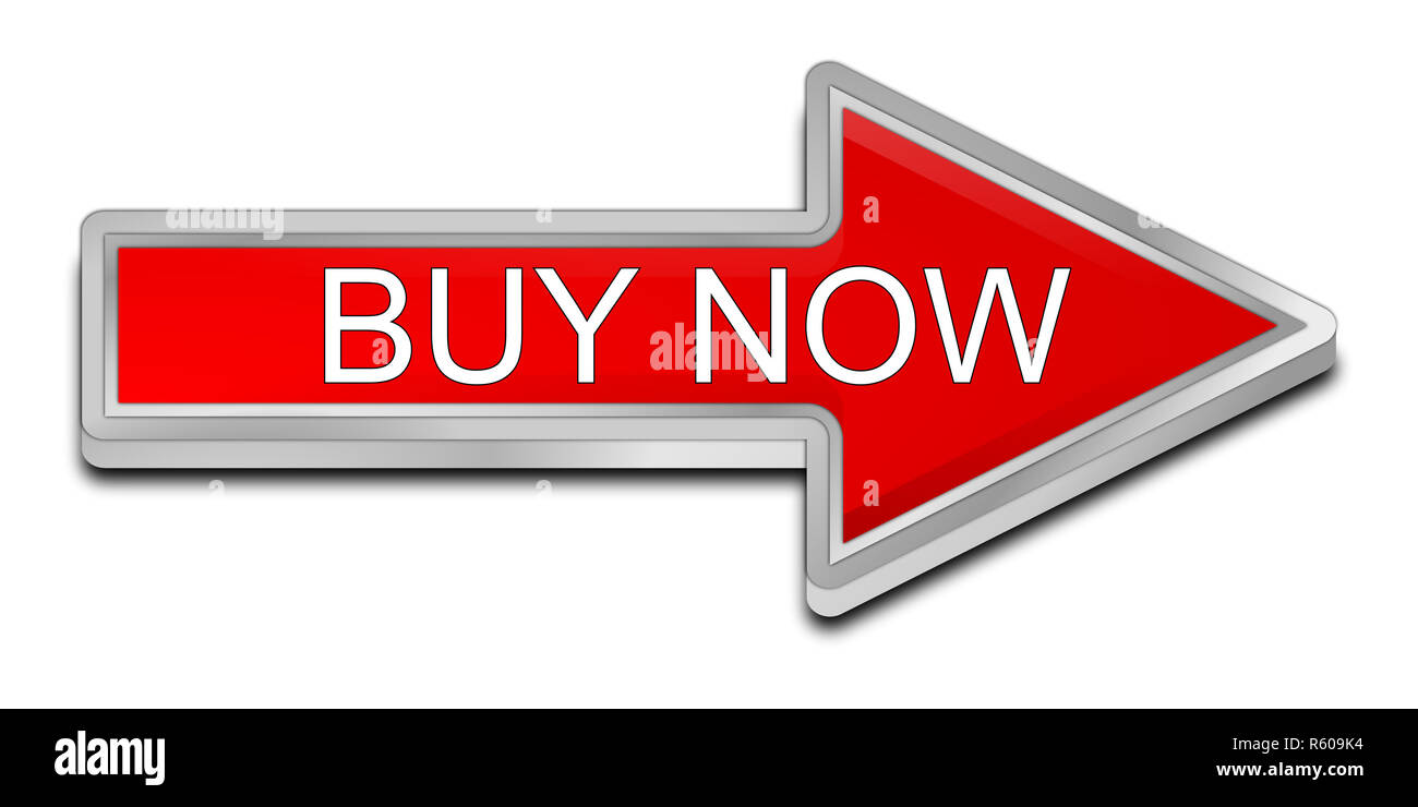 red Buy now arrow Button - 3D illustration Stock Photo - Alamy