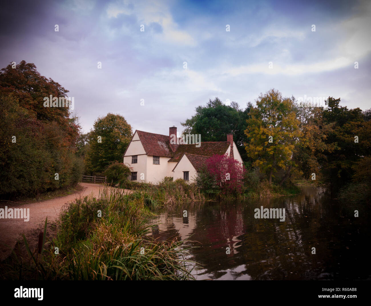 Vintage Look Stunning Autumn English Country Mill Cottage House Stock ...