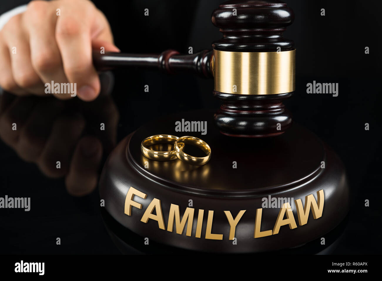 Close-up Of Judge Hitting Gavel With Rings Stock Photo - Alamy