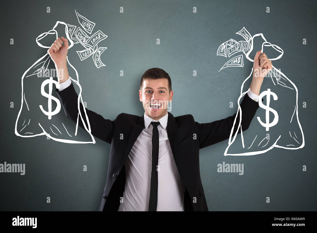 Happy business people won deal hi-res stock photography and images - Alamy