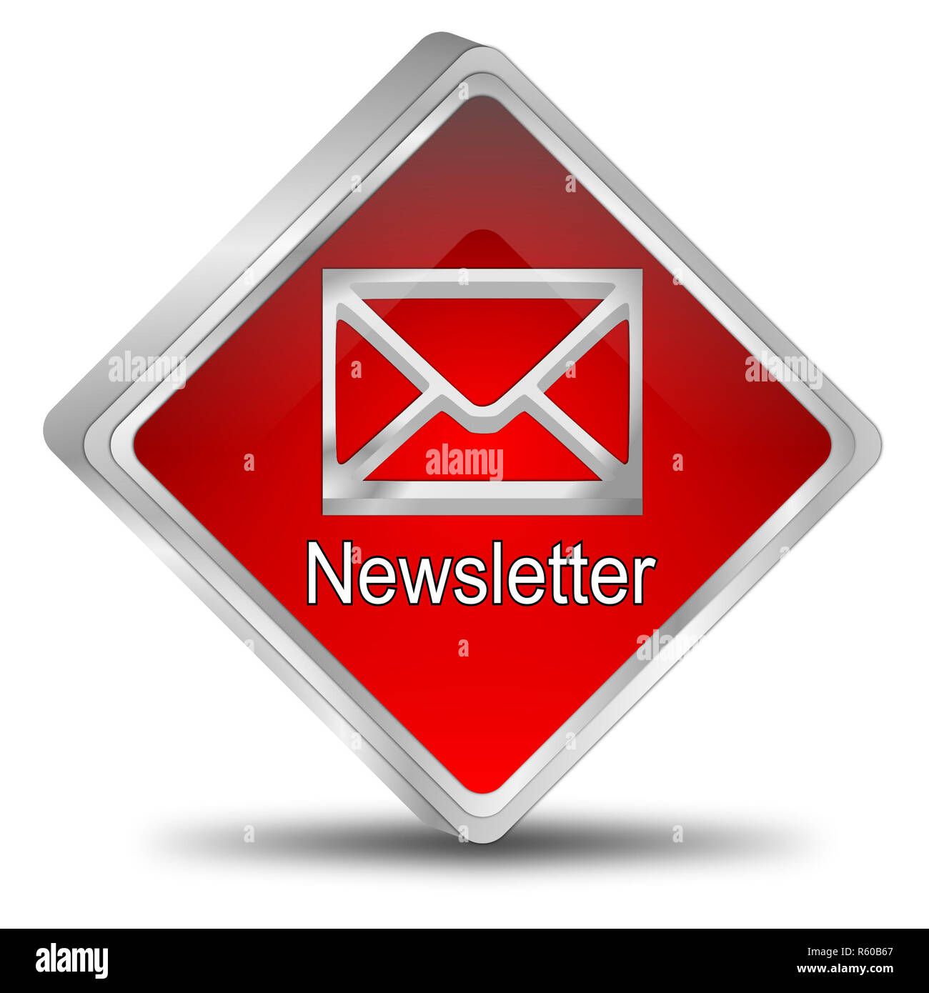 red Newsletter Button - 3D illustration Stock Photo - Alamy