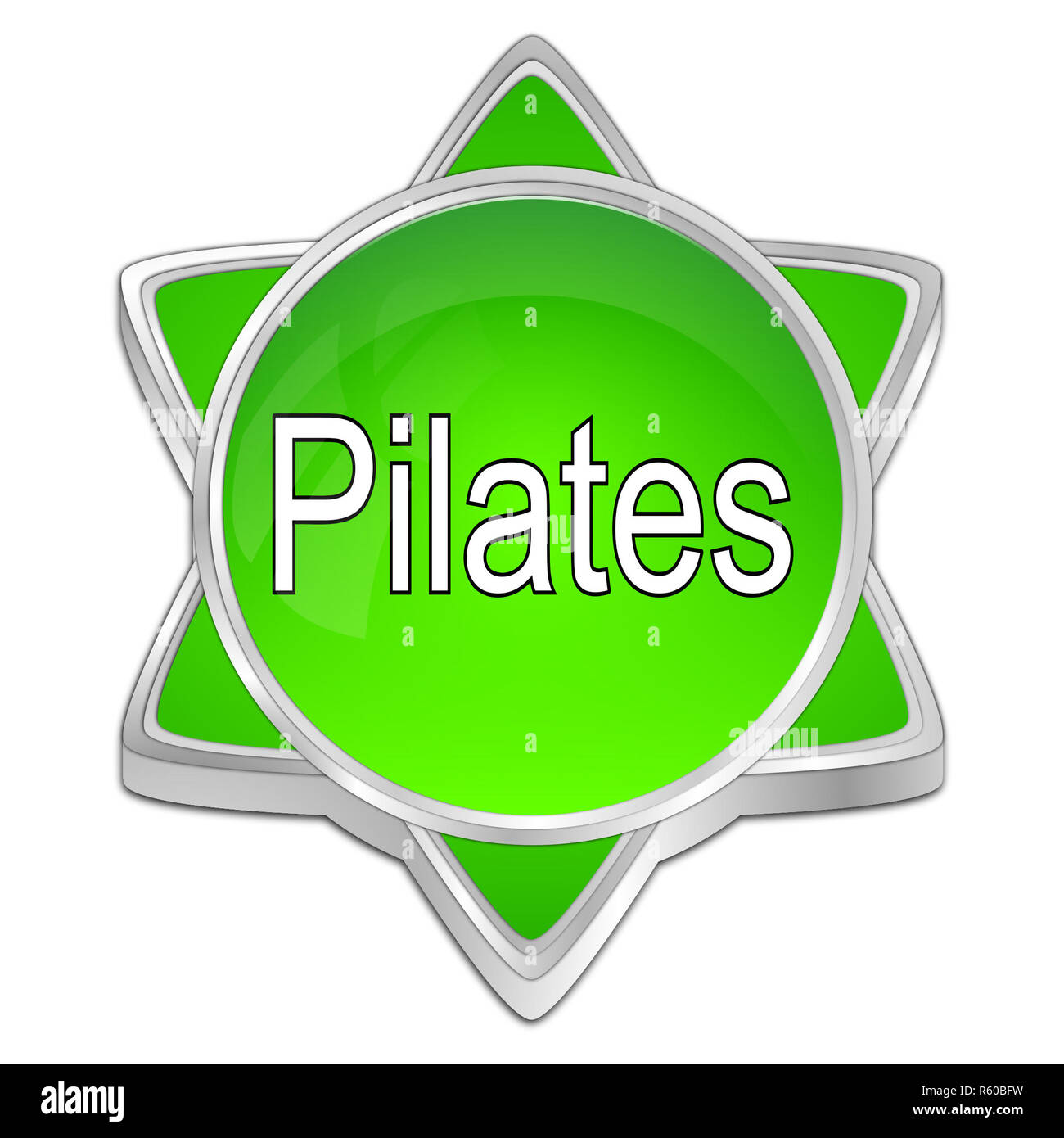 green Pilates button - 3D illustration Stock Photo - Alamy