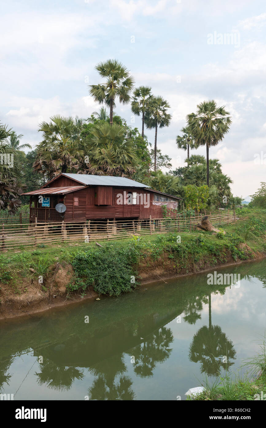 HPA-AN, MYANMAR - 18 NOVEMBER, 2018: Vertical picture of beautiful ...