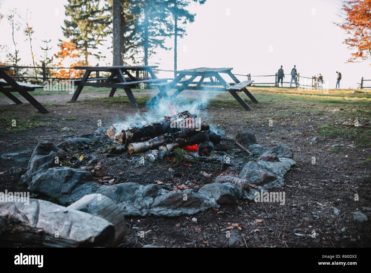 campfire place in glade in the mountains Stock Photo - Alamy