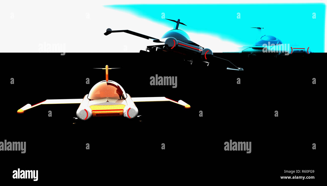 Flying cars on display Stock Photo - Alamy