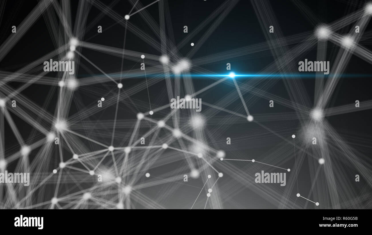 Abstract connection dots with flare. Technology background. Digital ...