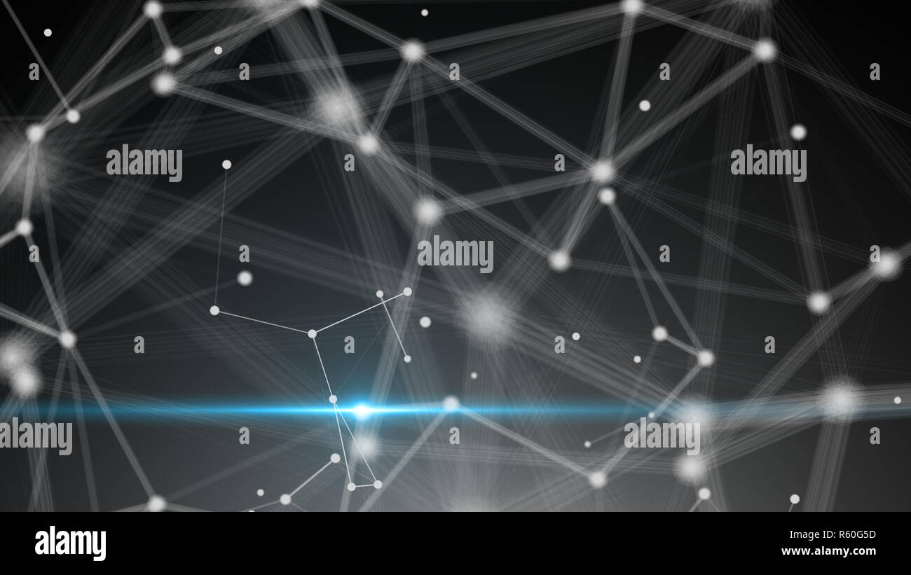 Abstract connection dots with flare. Technology background. Digital ...