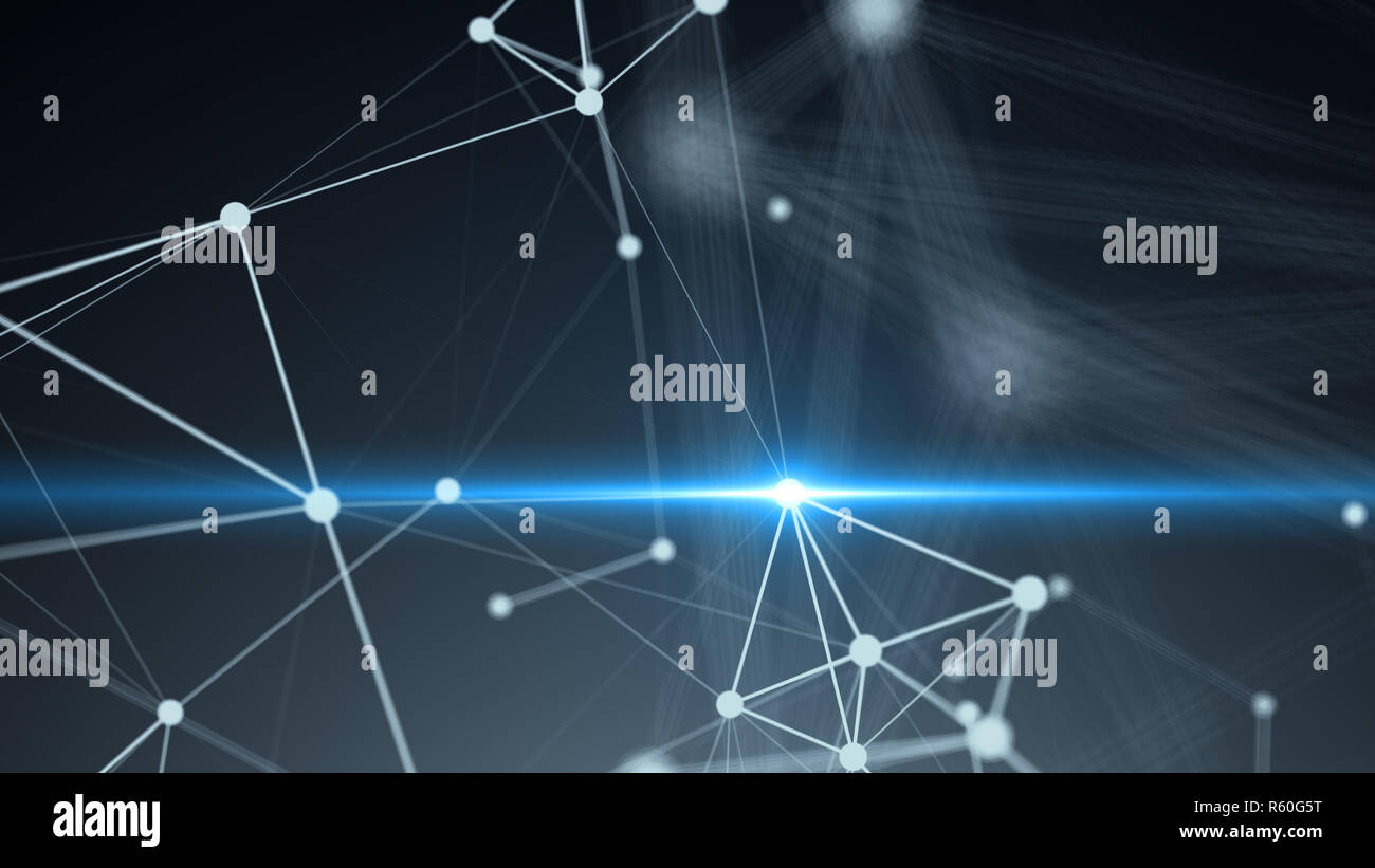 Abstract connection dots with flare. Technology background. Digital ...