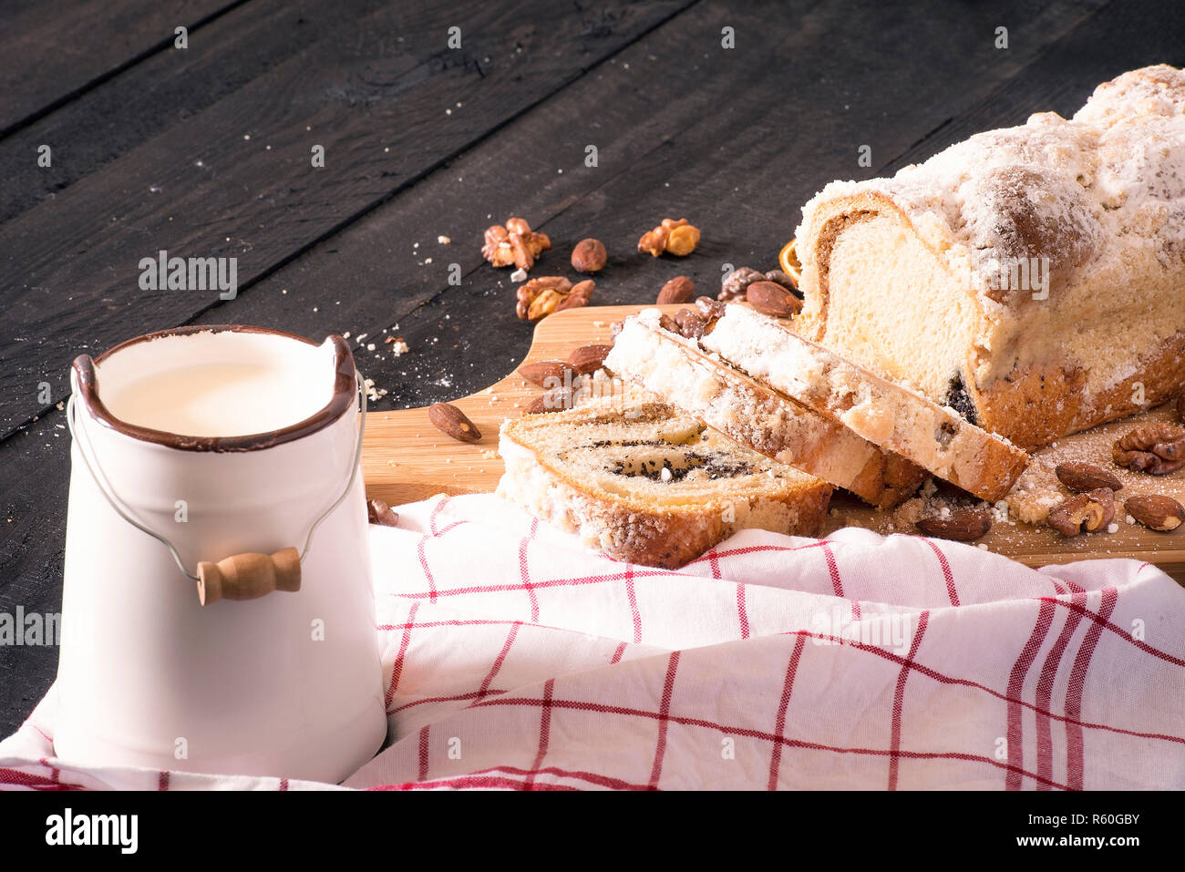 Pound cake and bucket of milk Stock Photo - Alamy