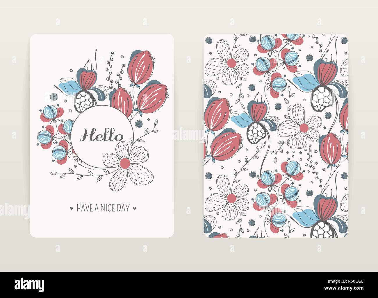 Cover design with floral pattern. Hand drawn creative flowers. Colorful ...