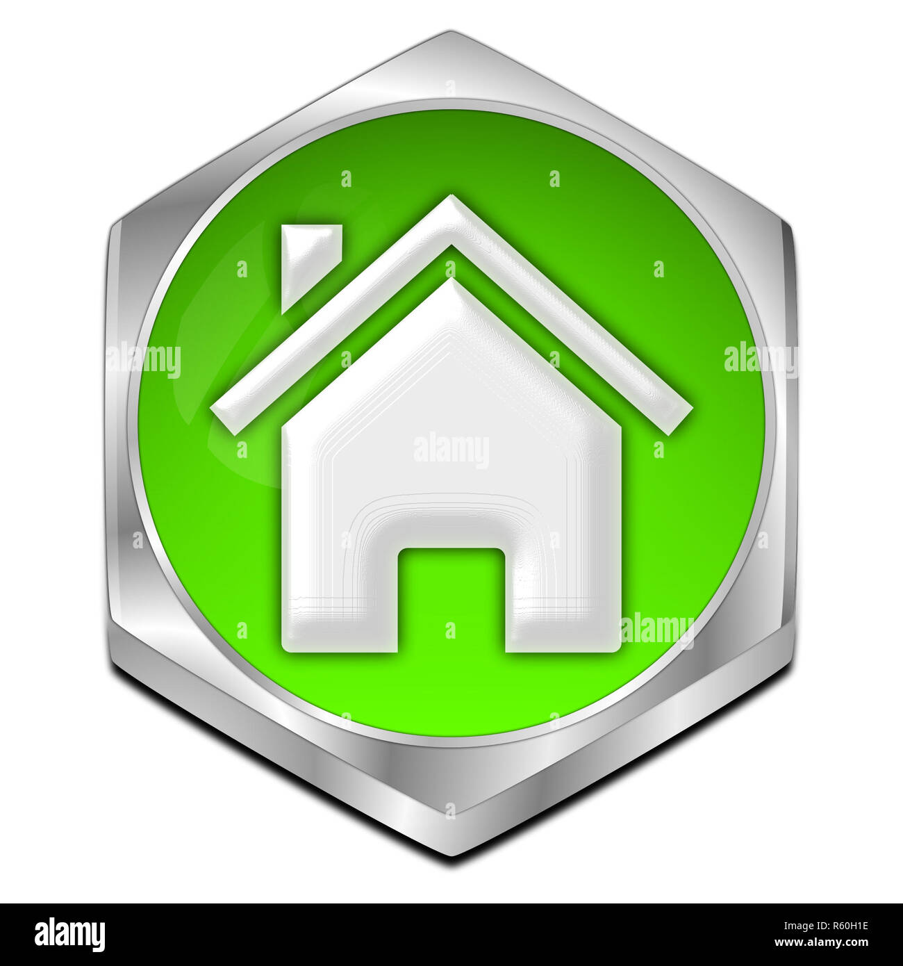 green Home Button - 3D illustration Stock Photo - Alamy
