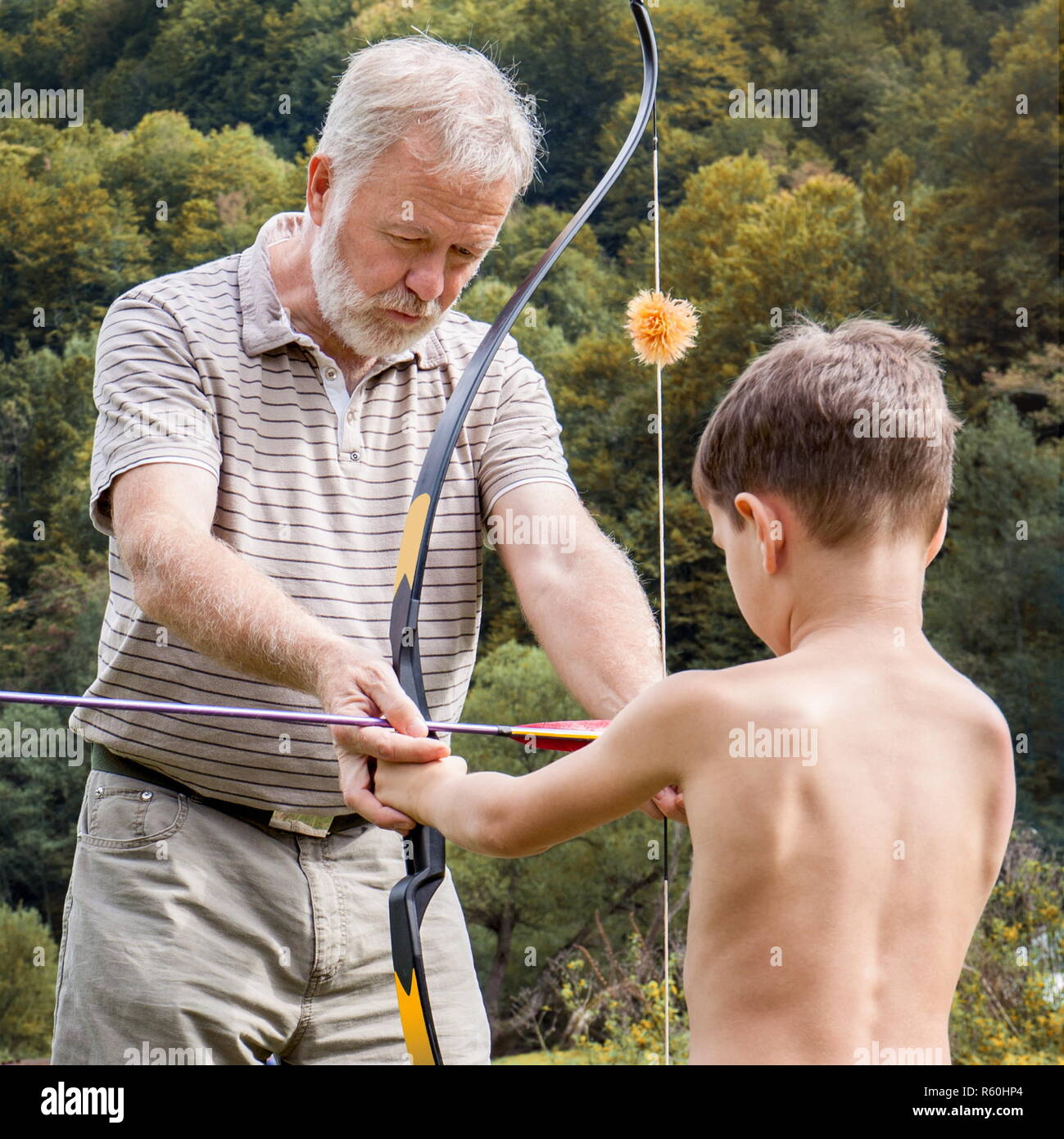 Outdoor archery lesson Stock Photo - Alamy