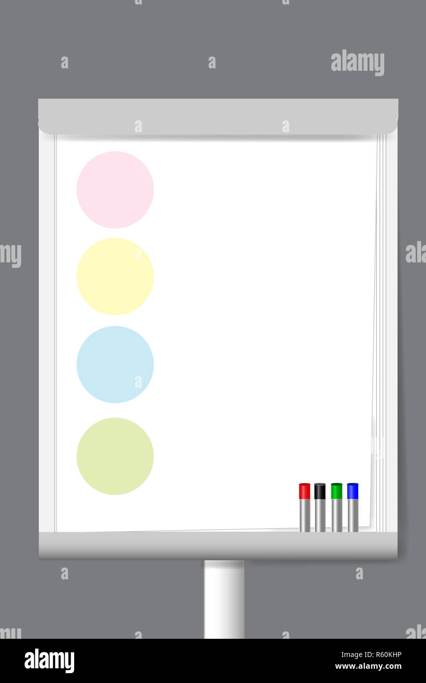 Flip chart with color circle moderation papers Stock Photo - Alamy