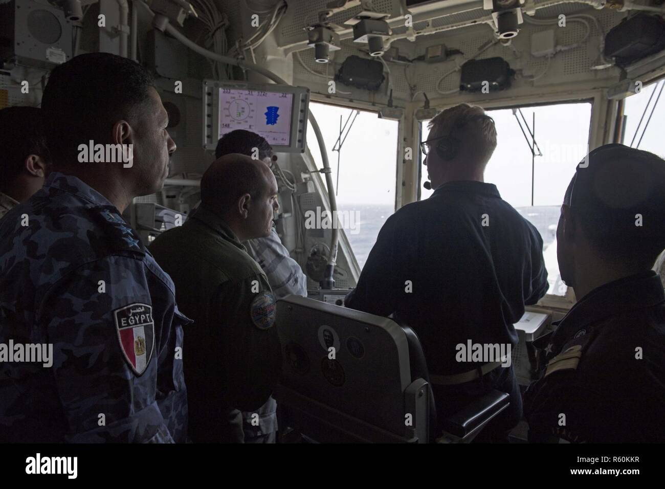 RED SEA (April 25, 2017) Lt. Andrew Heisler speaks with officers from ...