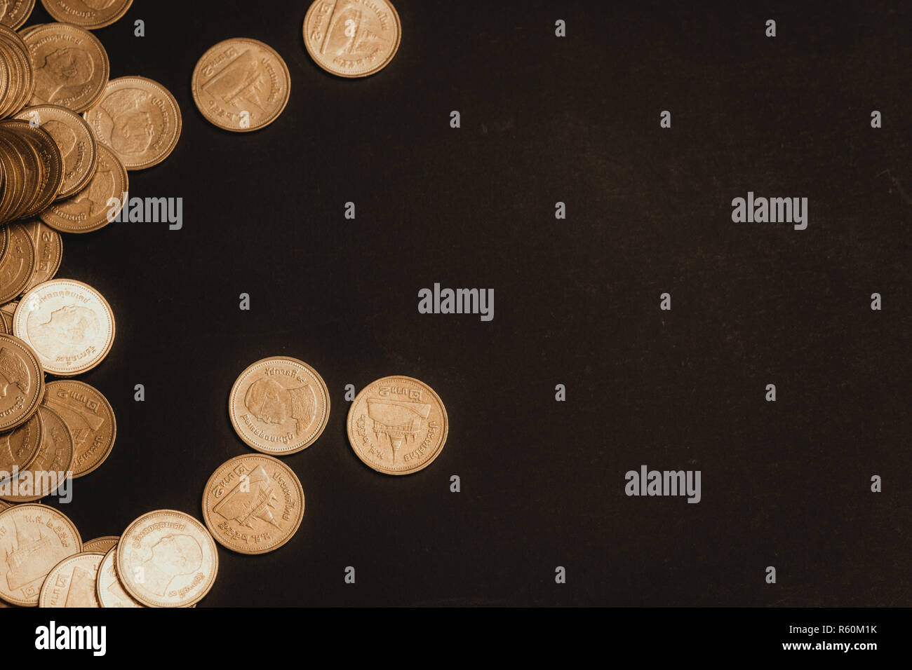Savings, increasing columns of coins, piles of coins arranged as a ...
