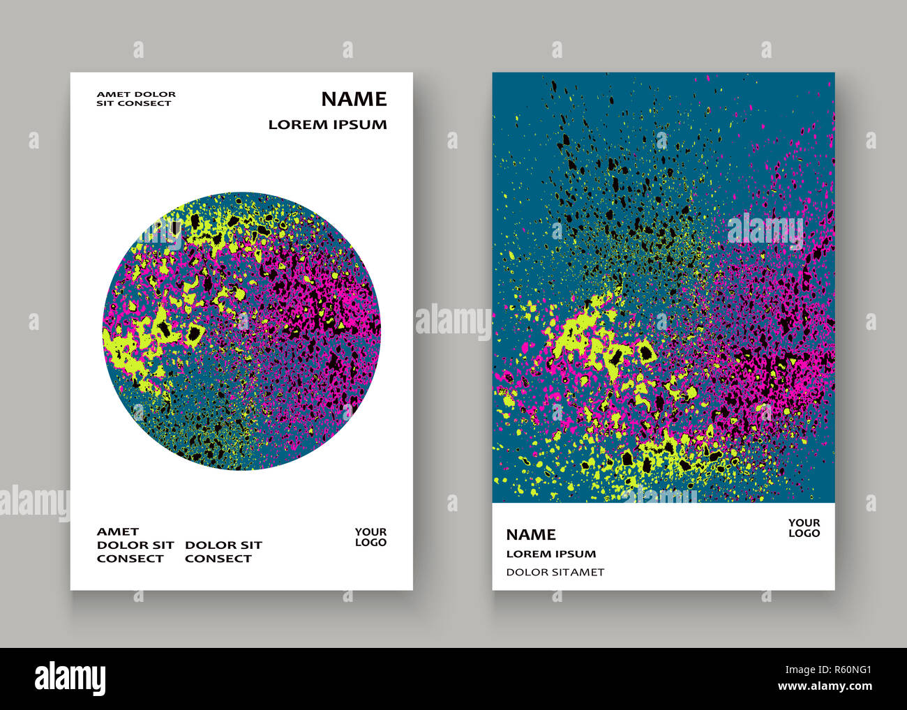 Neon explosion paint splatter artistic cover frame design. Decorative ...