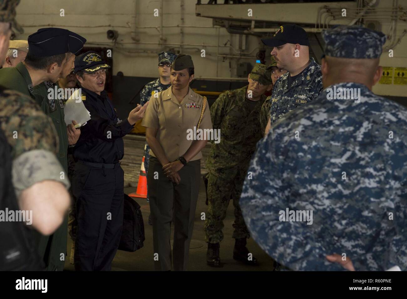 SASEBO, Japan (April 27, 2017) U.S. Sailors and Marines discuss well ...