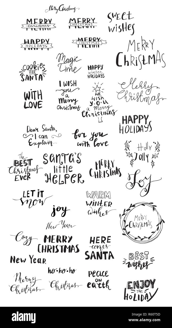 Set of Christmas lettering handwritten Stock Vector Image & Art - Alamy