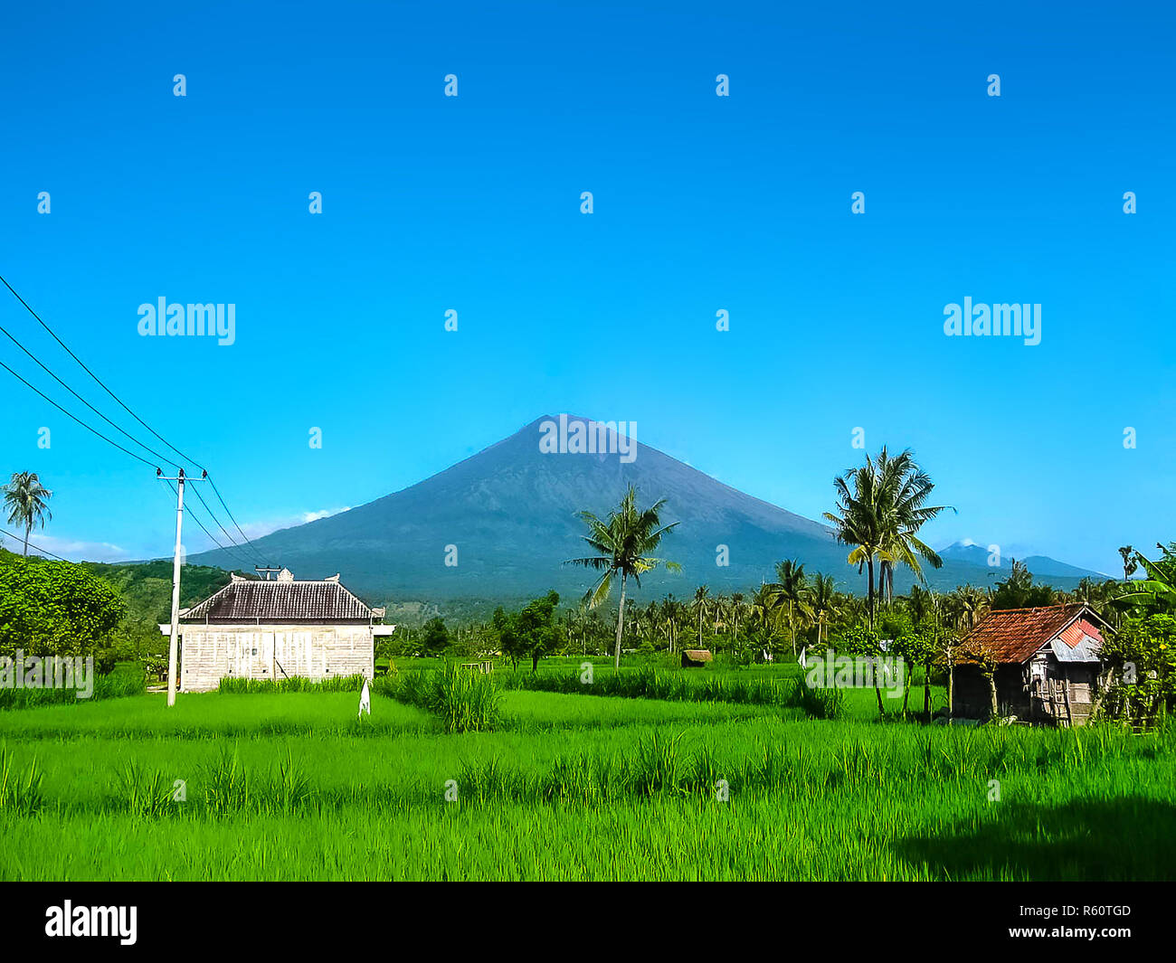 Agung volcano is the highest mountain on Bali island, Indonesia Stock ...
