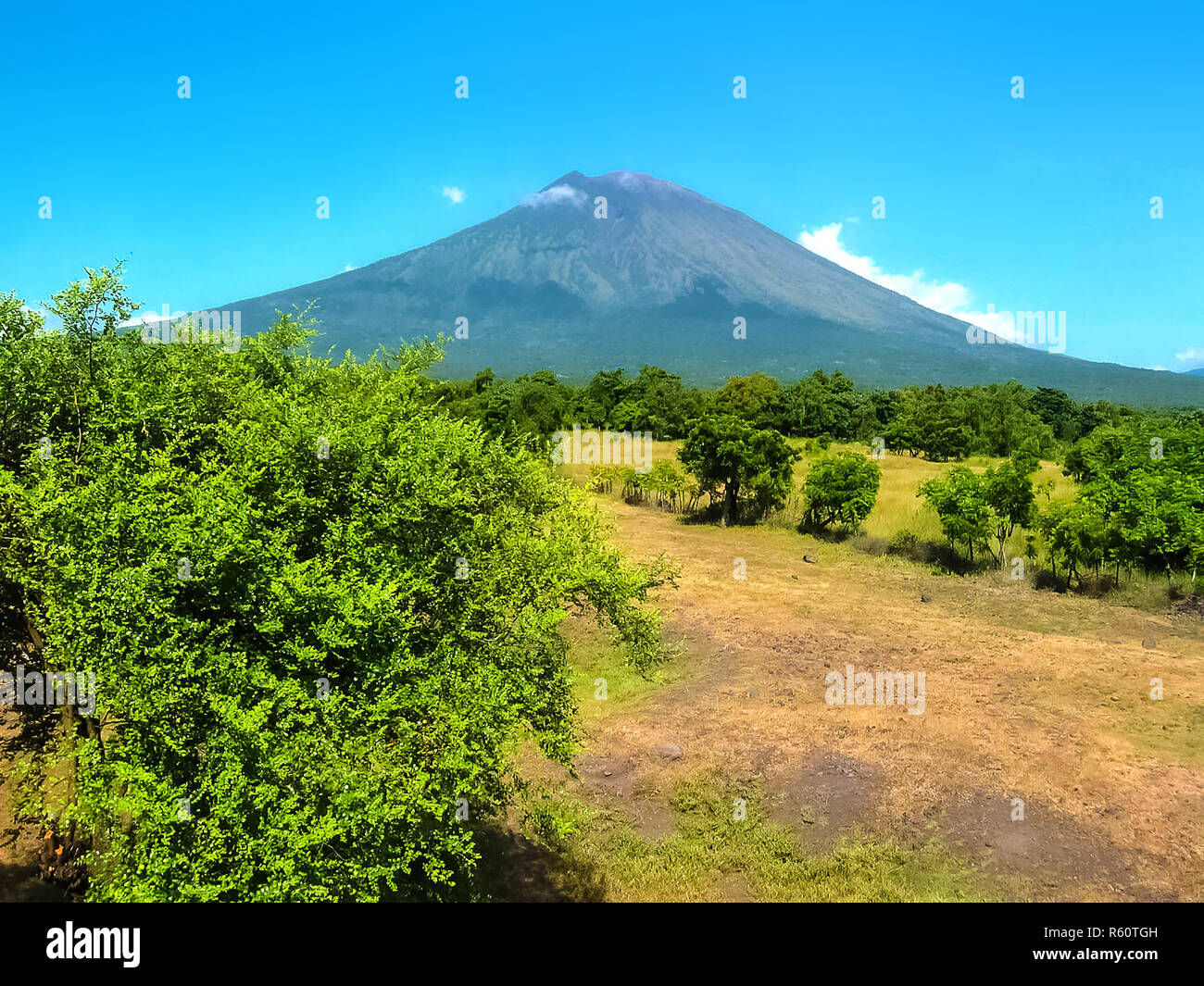 Agung volcano is the highest mountain on Bali island, Indonesia Stock ...