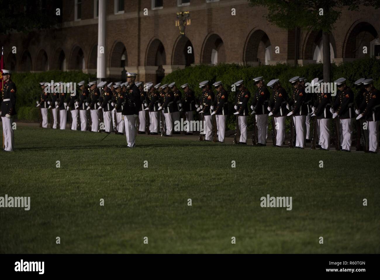 U.S. Marines with Marine Barracks Washington perform during an evening ...