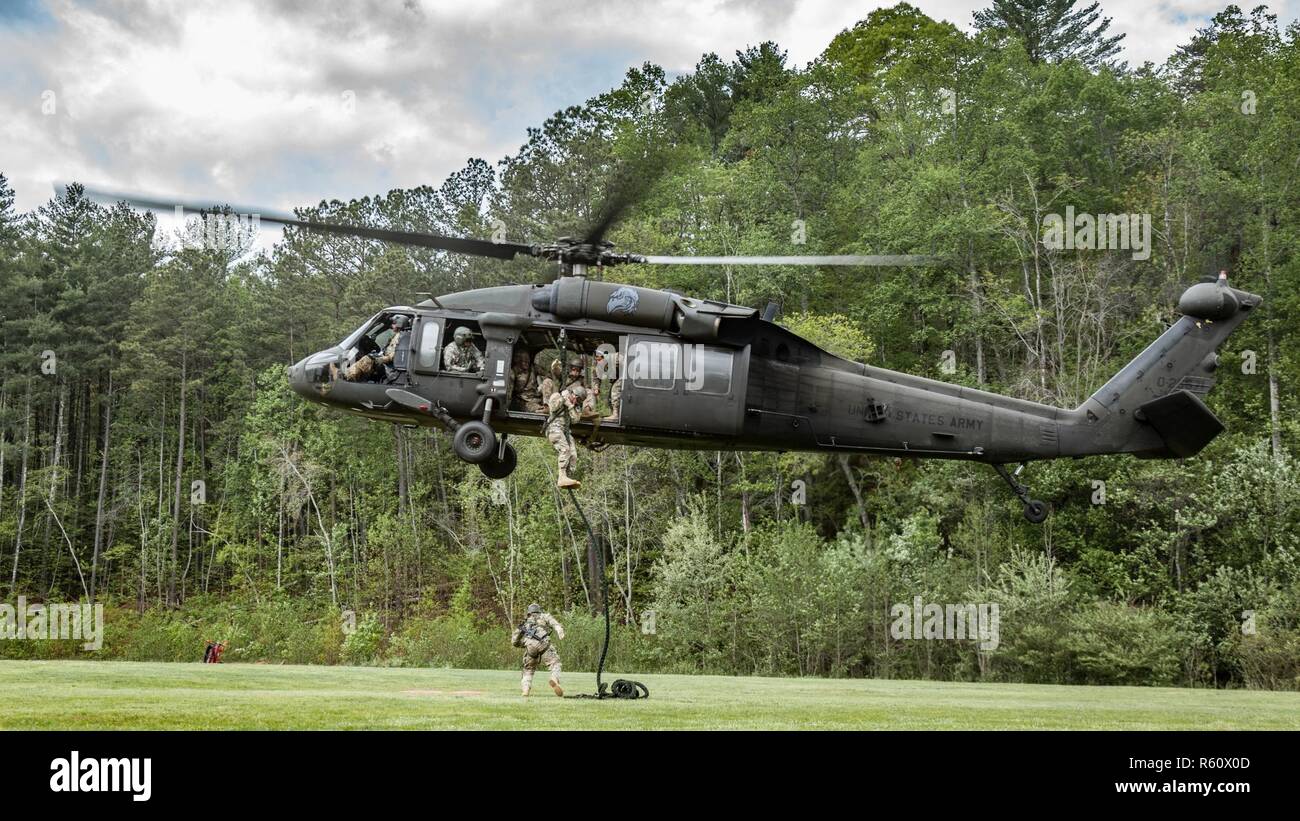 U.S. Army Rangers, of the 5th Ranger Training Battalion (RTB), fast ...