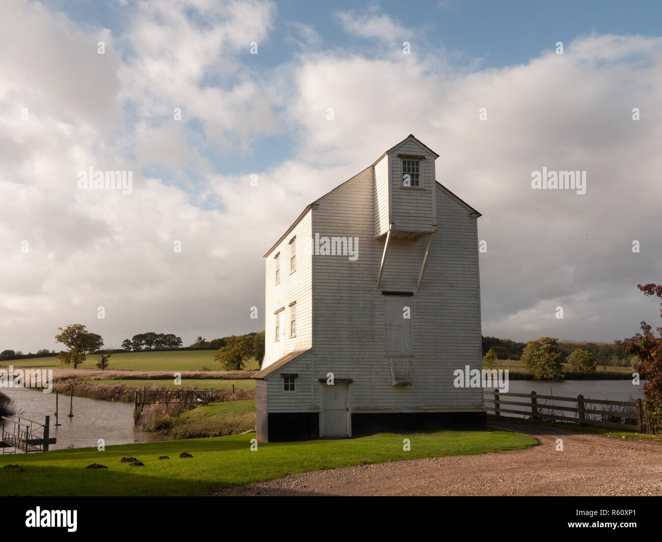 beautiful stunning white wood slat old farm water river mill house ...