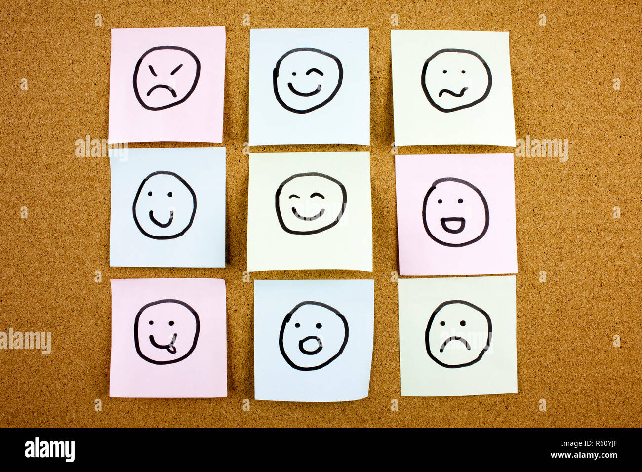 Sad face sign on adhesive note hi-res stock photography and images - Alamy