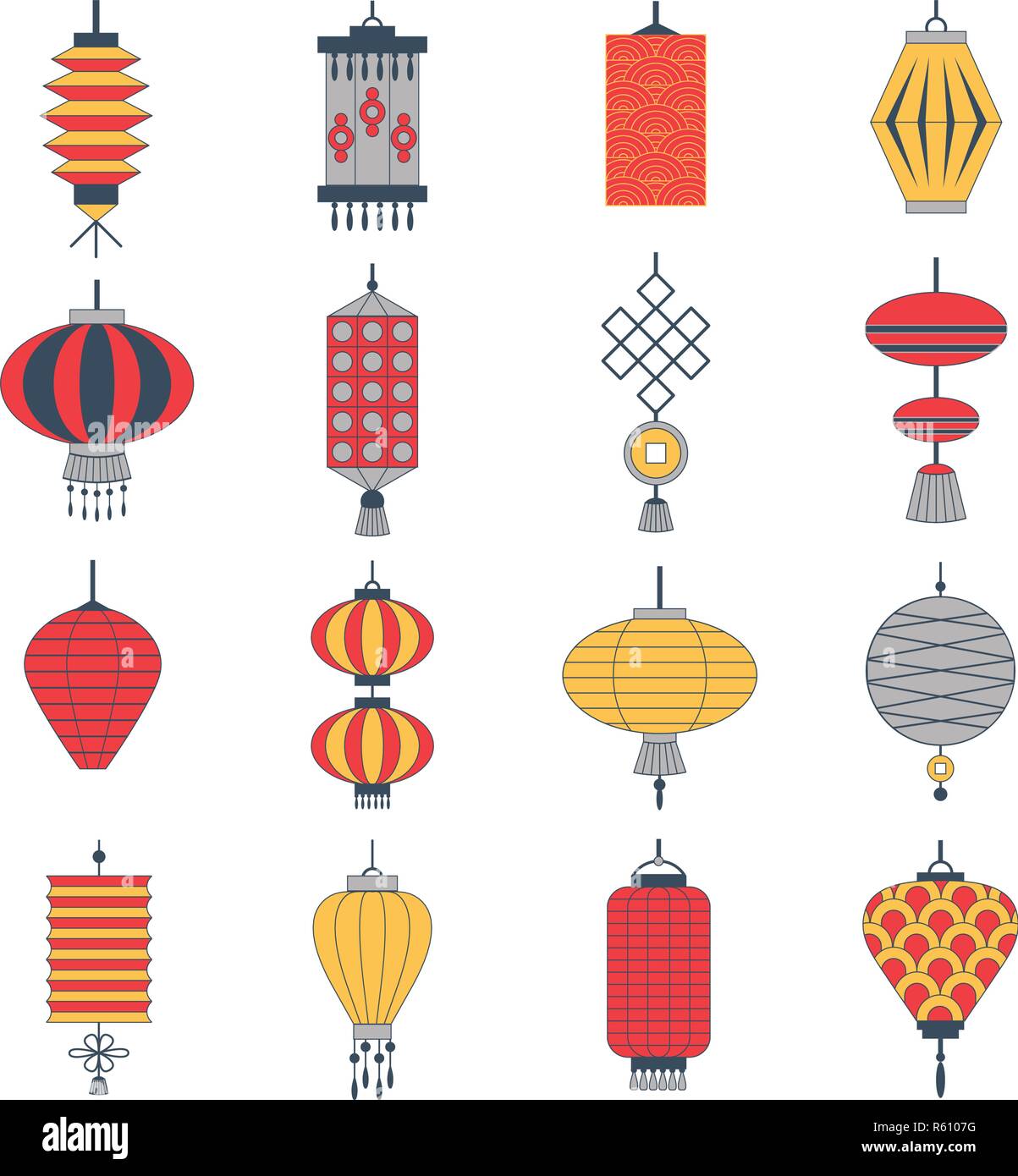 String of chinese paper lanterns Stock Vector Images Alamy