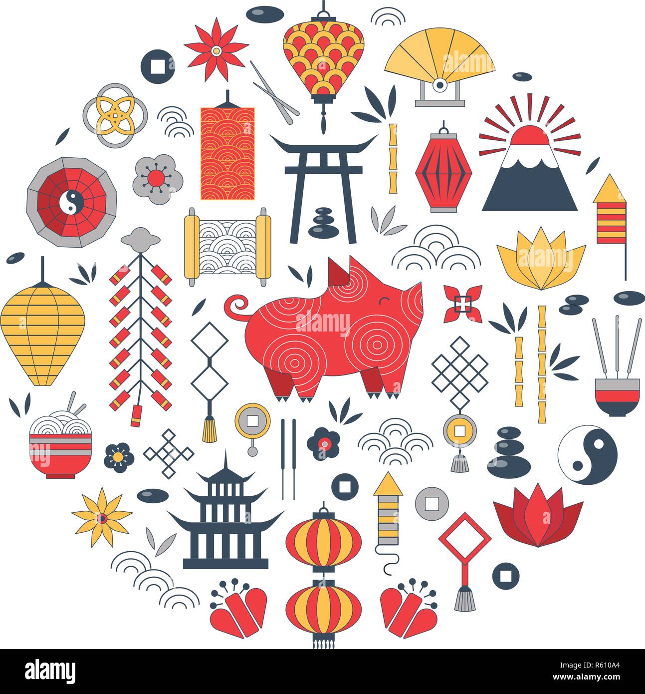 Chinese New Year in Circle Shape Stock Vector Image & Art - Alamy