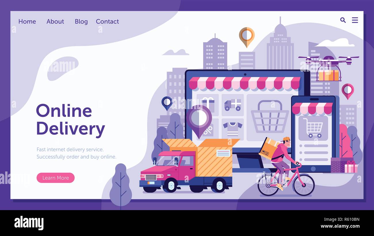 Courier delivery landing page Stock Vector Images - Alamy