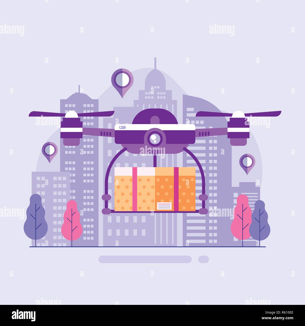 Drone delivery concept copter Stock Vector Images - Alamy