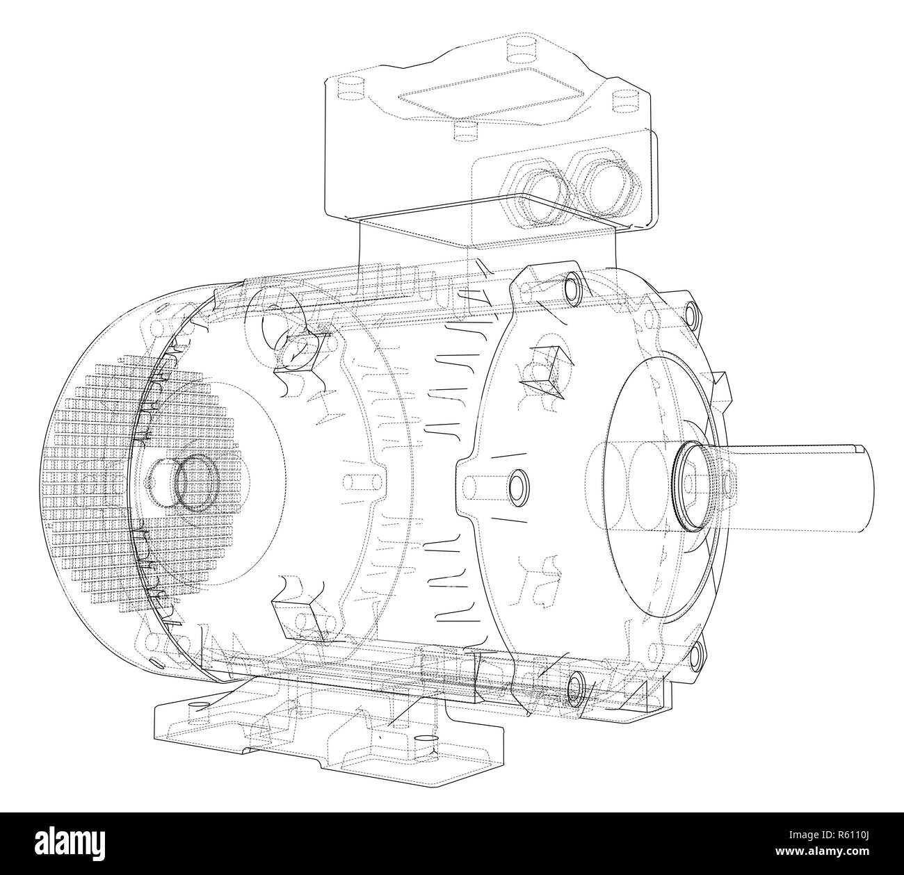 Electric motor outline. 3d illustration Stock Photo - Alamy
