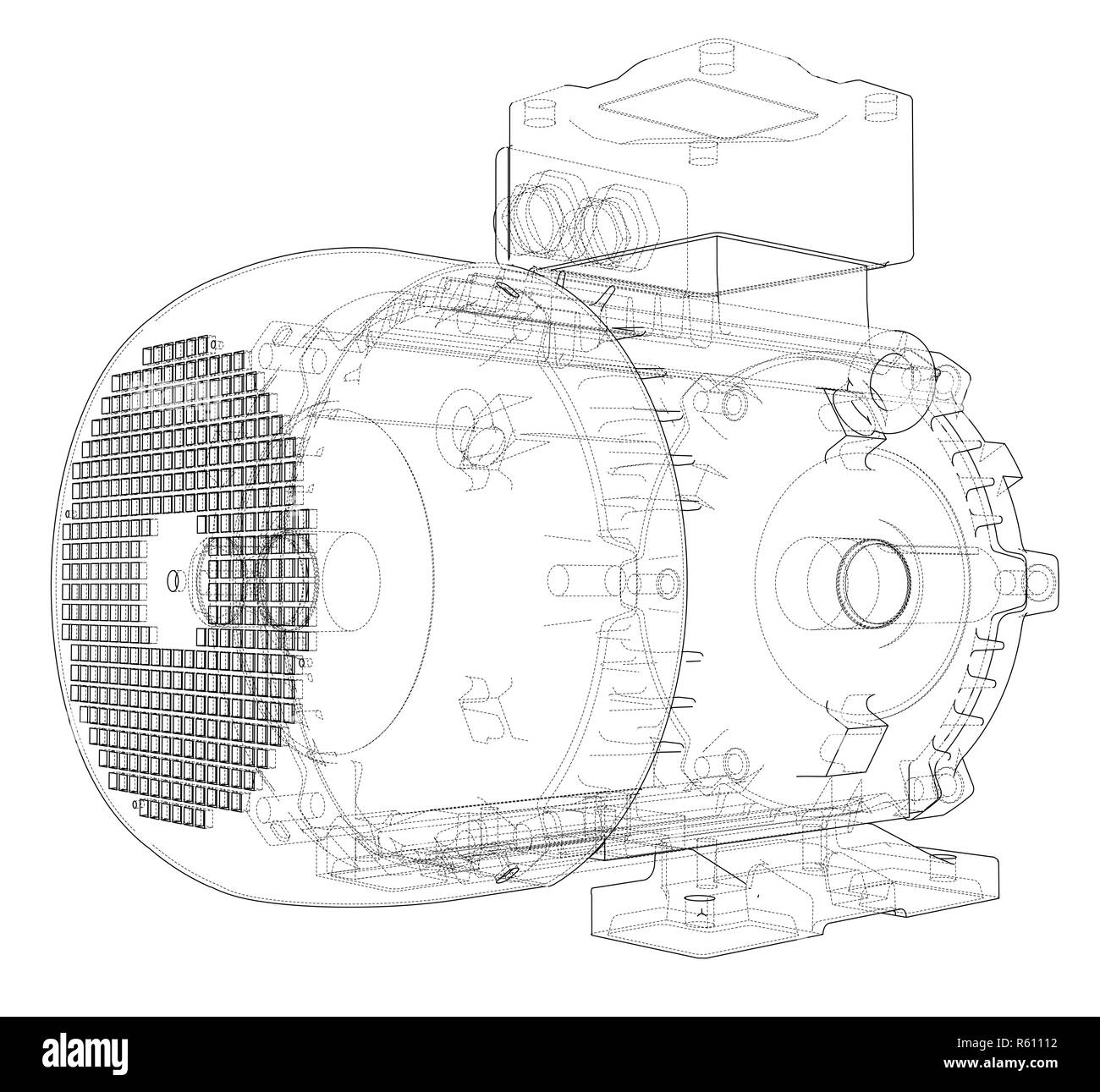 Electric motor outline. 3d illustration Stock Photo - Alamy