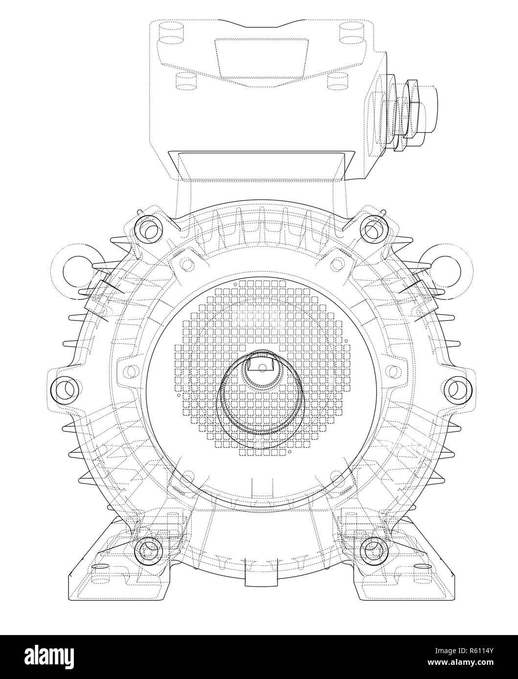 Electric motor outline. 3d illustration Stock Photo - Alamy