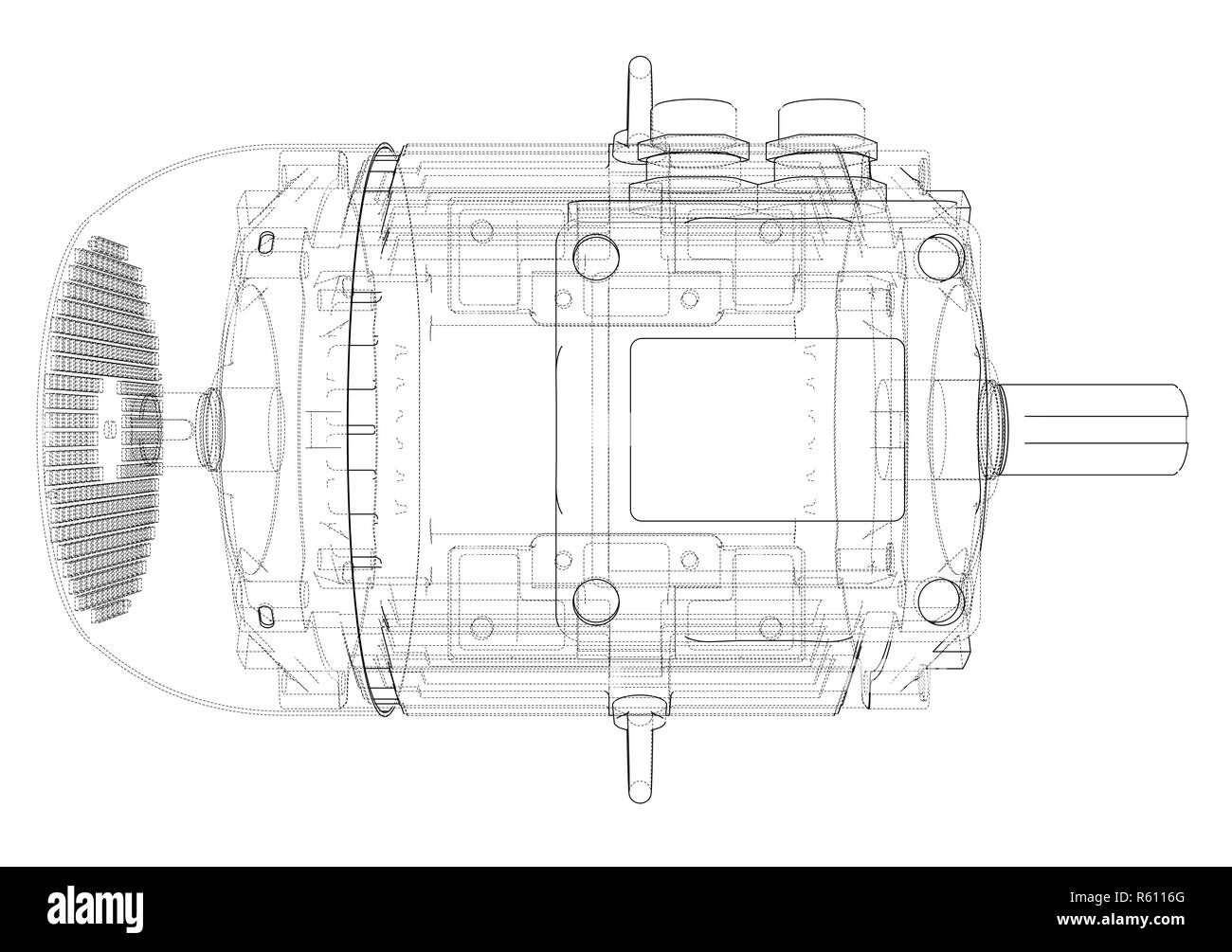 Electric motor outline. 3d illustration Stock Photo - Alamy