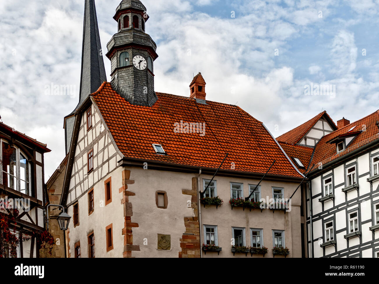 medieval-style buildings in historic small town schlitz vogelsbergkreis ...