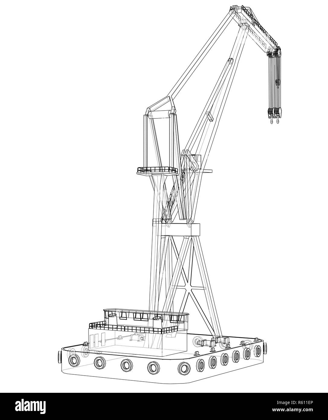 Floating crane. 3d illustration Stock Photo - Alamy