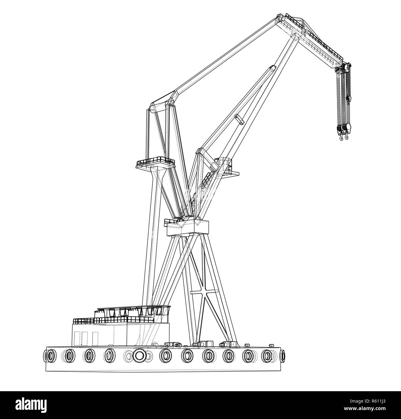 Floating crane. 3d illustration Stock Photo - Alamy