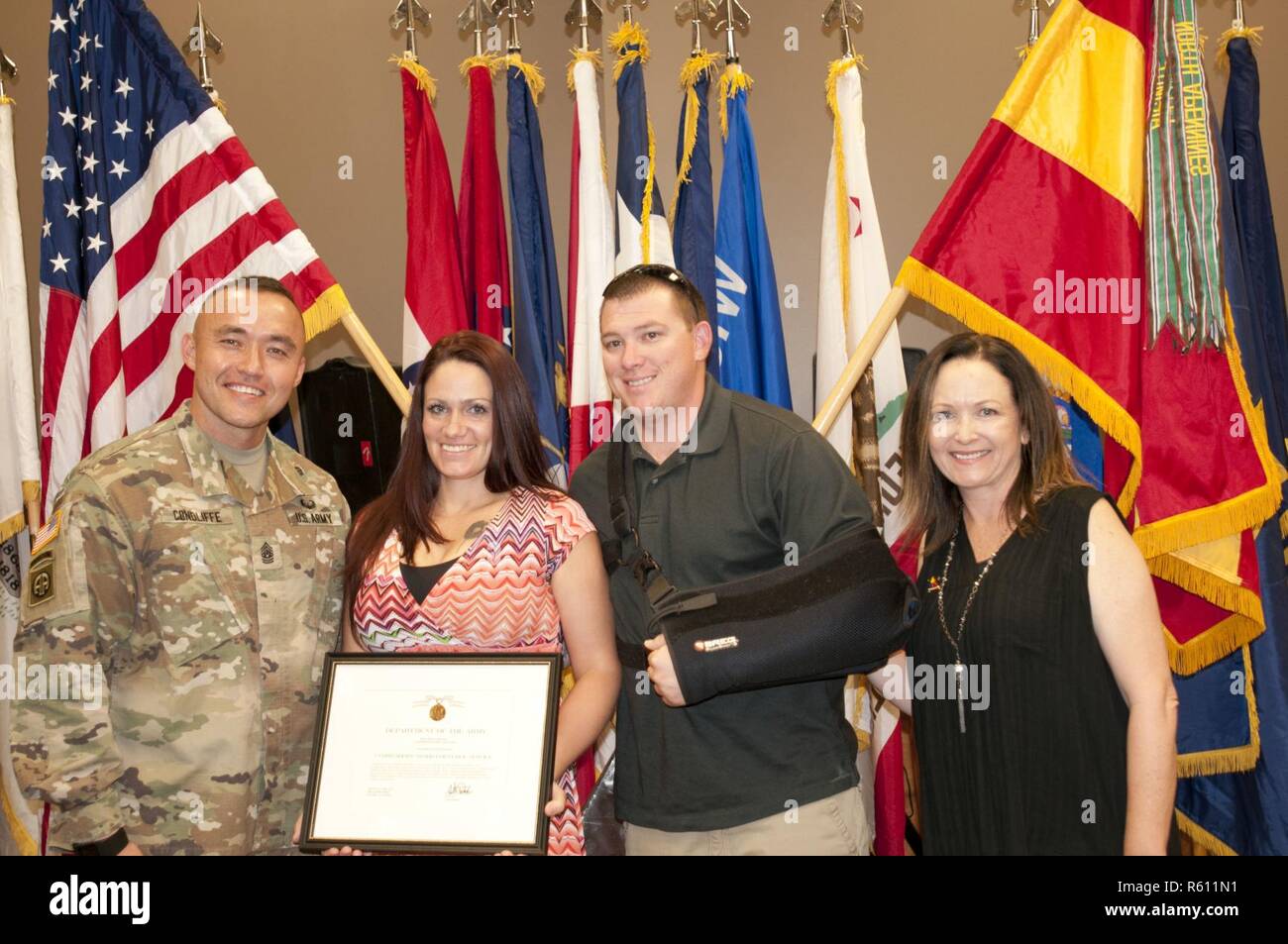 Command Sgt. Maj. John P. Condliffe (far left), 1st Armored Division ...