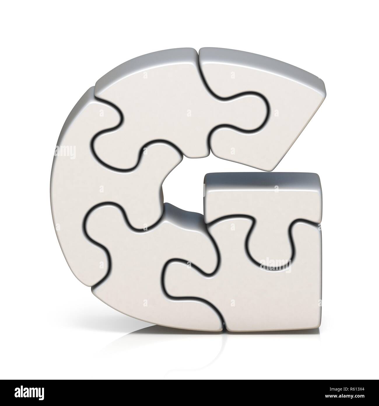 White puzzle jigsaw letter G 3D Stock Photo - Alamy
