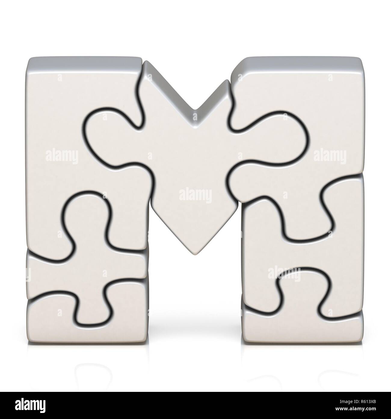 White puzzle jigsaw letter M 3D Stock Photo - Alamy